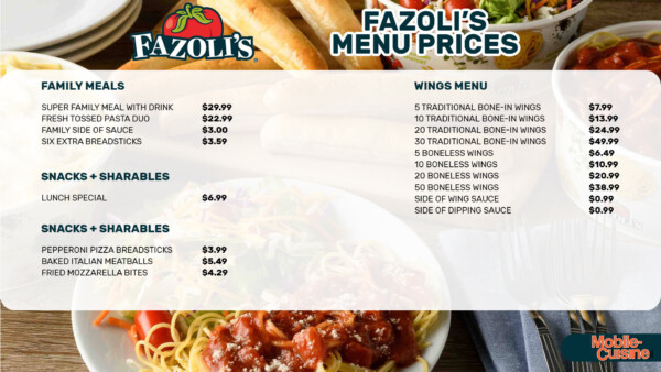 Updated Fazoli's Menu Prices + Under $5 Deals (2024)
