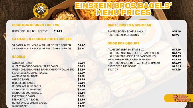 Einstein Bros Bagels Menu Prices + Free Bagel & Schmear (2024)